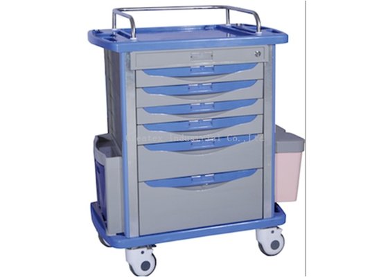 Plastic Hospital Emergency Trolley Medicine Container Durable ABS Top Board