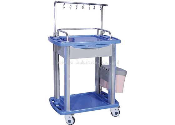 1 Drawer Plastic Medical Trolley IV Treatment Single / Double Row Frame