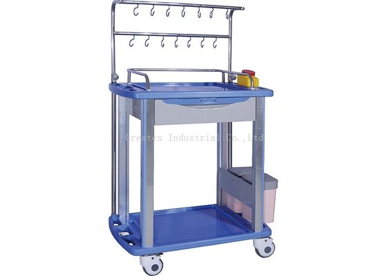 1 Drawer Plastic Medical Trolley IV Treatment Single / Double Row Frame