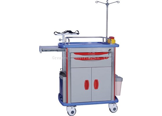 Durable Hospital Emergency Trolley Stainless Steel Guard Rail With File Bag