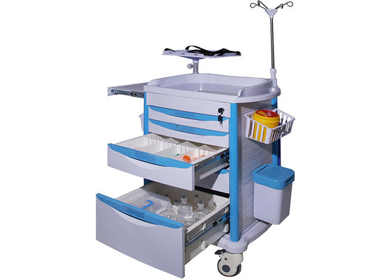 High Reliability Medical Storage Trolley With Defibrillator Platform / CPR Board