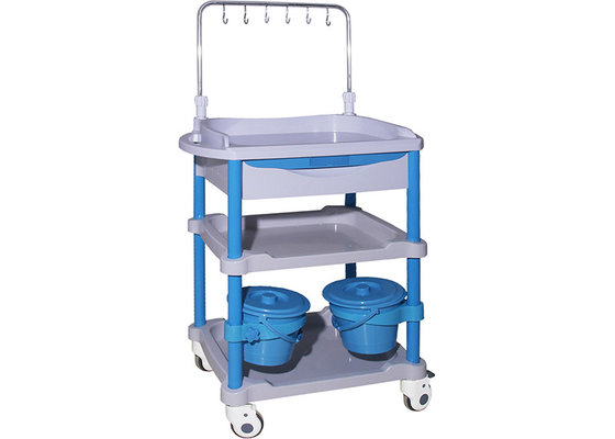 Movable Plastic Medical Trolley High Durability ABS Body Customized Styles
