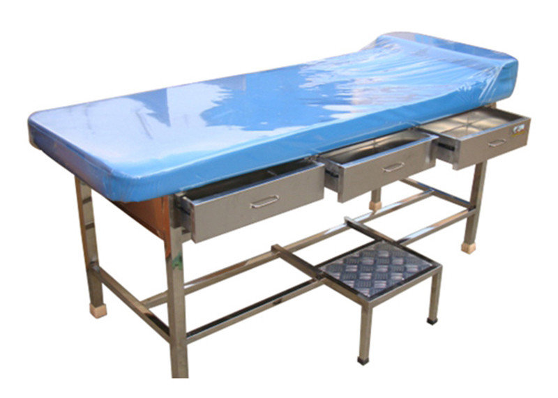 Stainless Steel Doctor Examination Table With Drawers / Movable Step Stool