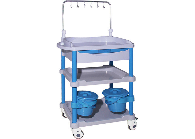 Movable Plastic Medical Trolley High Durability ABS Body Customized Styles