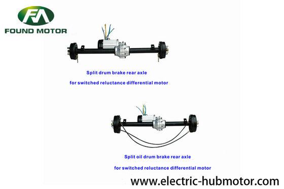 Switched reluctance motor with gearbox and rear axle.