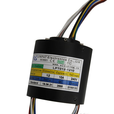 Contact via diameter 12.7mm rotary joint slip ring 12 circuit 10A Through hole slip ring precious metal