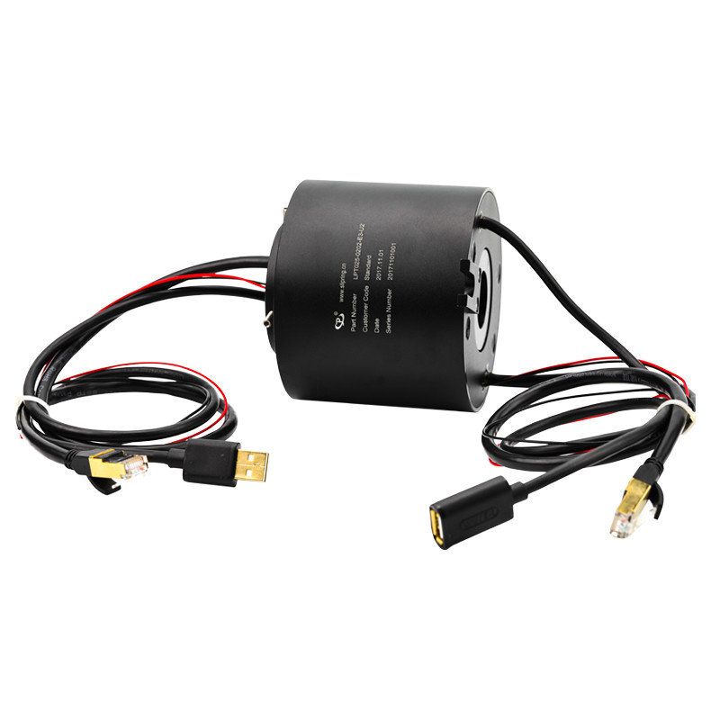 1000T Based 25.4mm Through-Hole Ethernet Slip Rings Transimitting USB 2.0 Signal and Gigabit Ethernet Signal