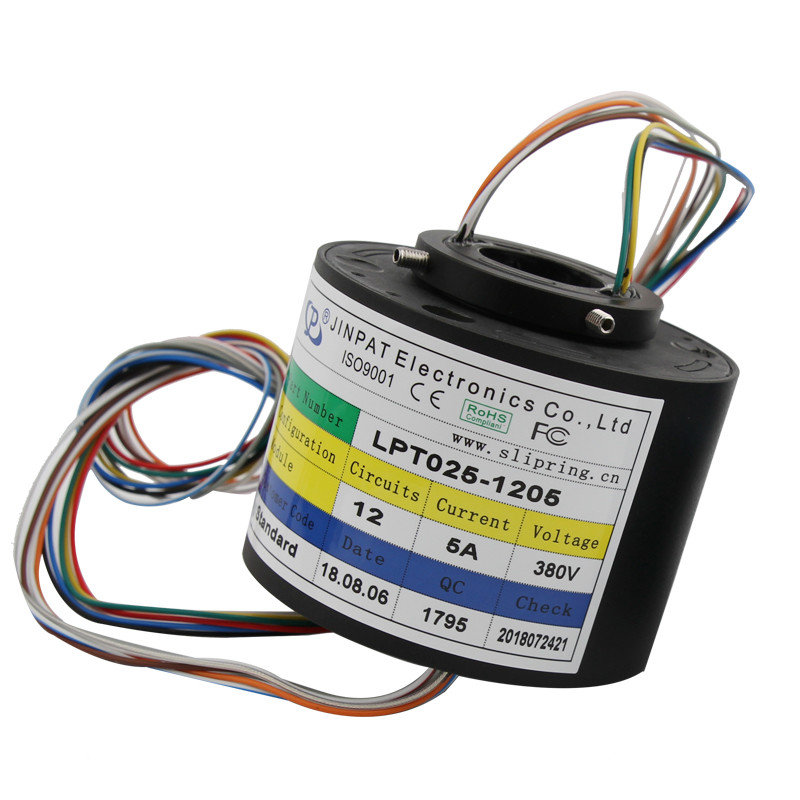 slip ring rotary joint electrical connector 12 circuit 5A through hole diameter 25.4mm wind generator slip ring