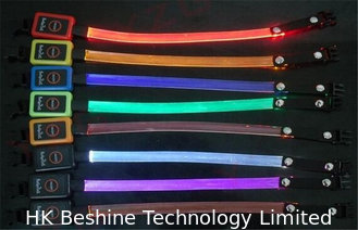 Adult LED Pink Glow Bracelets , PVC Light Guide & Nylon Reflective Lighted Arm Belt
