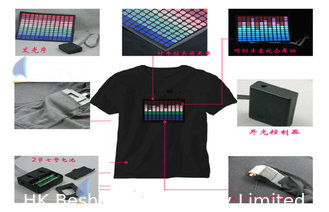 Music Actived EL Equalizer Glowing Light T - Shirt Panel With DC6V Battery