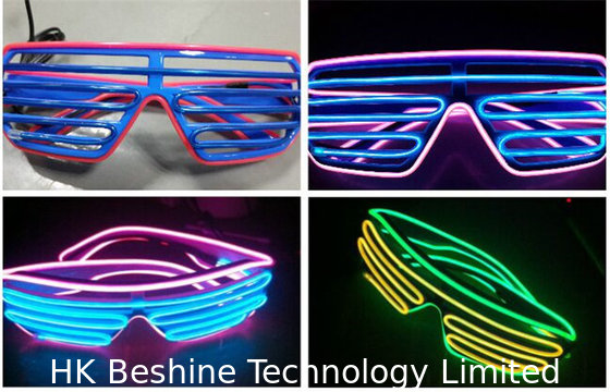 2 * AAA Battery Operated Neon Shutter Framed Equalizer EL Glasses With Two Different Wire Colors