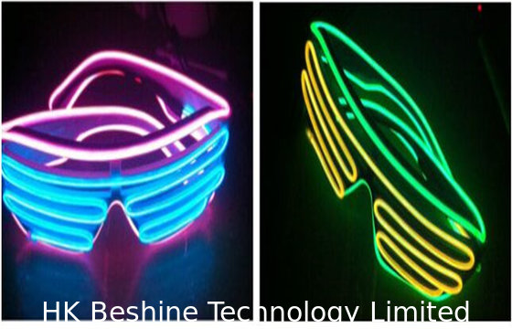 Sound Activated Light Up Double EL Wire Sunglasses / Illuminati Glasses Flashing