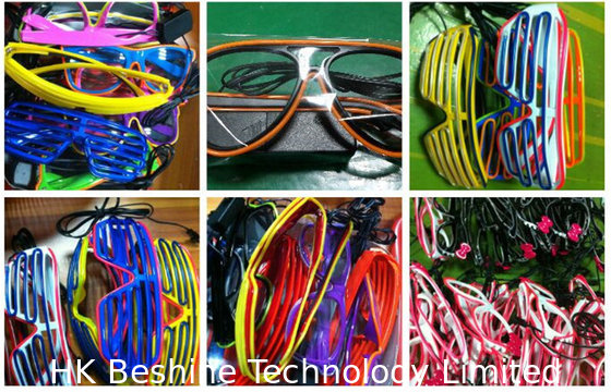 Sound Activated Light Up Double EL Wire Sunglasses / Illuminati Glasses Flashing
