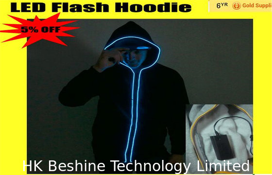 Sound Activated Neon El Wire Light Up Hoodies For Women / Mens