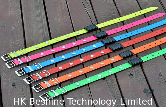 Adjustable Waterproof TPU Red Lighted Pet Collars Solar Or USB Rechargeable