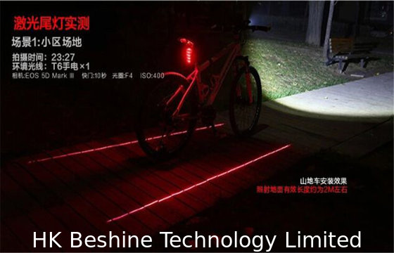 Waterproof Warning Bicycle Laser Tail Light With 2 Parallel Laser Red Beam