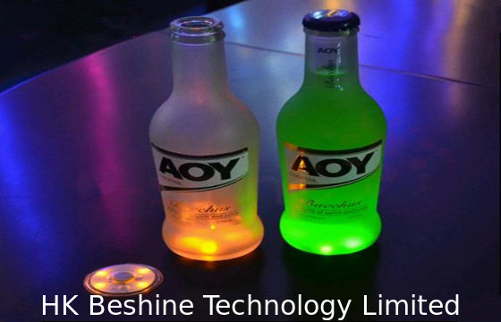 Promotion Bar Ware Blinking Light Up Products Plastic Bottle Led Light Coasters