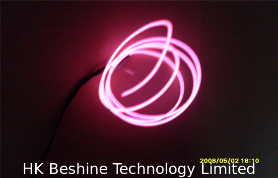 High Luminance Lighting EL Wire Pink / Neon Glowing Strobing Electroluminescent Wire