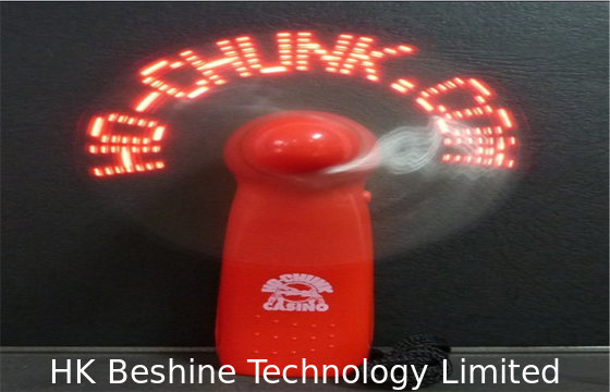 Handy Red Glitter LED Flashing Fan With Safe And Soft Nylon Blades / LED Computer Fan