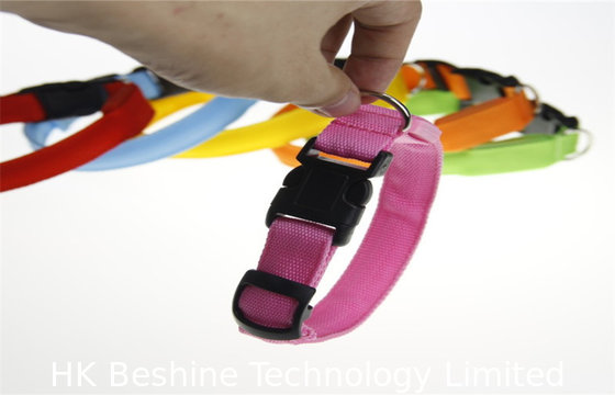 Yellow Lighted LED Pet Collar And Leash For Puppy / Dog Collars With Lights For Night