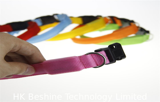 Fluorescent Webbing Glow In The Dark Pet Safe Collar Green , LED Cat Collar