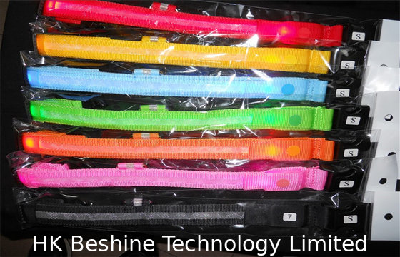 Personalized LED Nylon Webbing Glow Pet Collar , LED Dog Collar Lights