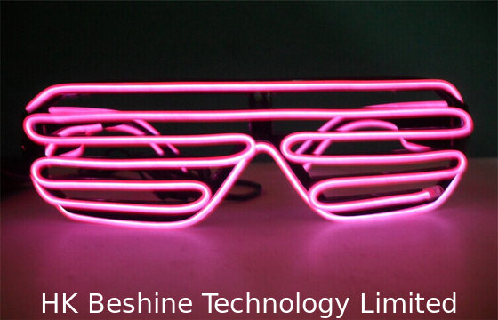 Pink Light Illuminated El Wire Sunglasses Festival Head - Wear With 2AAA Battery Pack