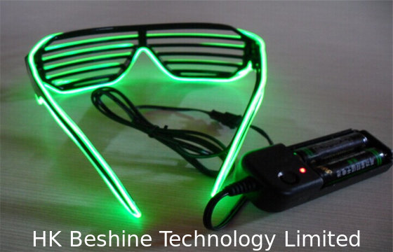 Green Full Frame Lighting EL Wire Sunglasses With DC 3V 2AA Battery Inverter