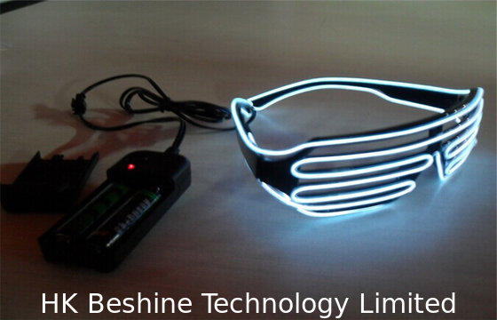 Shutter Shades White Color El Wire Sunglasses Controlled By 2 CR2032 Battery