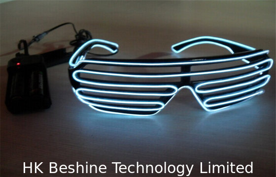 Shutter Shades White Color El Wire Sunglasses Controlled By 2 CR2032 Battery