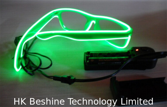 Neon Transparent Green Lighting El Wire Sunglasses / LED Light Up Sunglasses