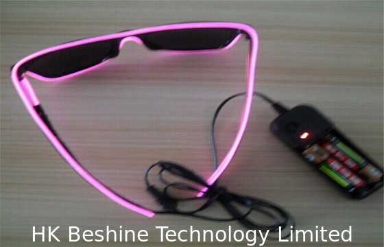 Pink Frame EL Wire Glow  Sunglasses