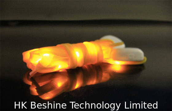 Yellow Orange Round Neon LED Glowing Shoelaces For Concert Size 820 * 2.8mm