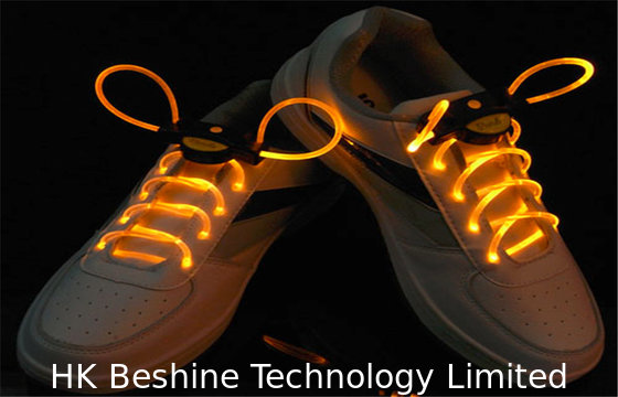 Yellow Orange Round Neon LED Glowing Shoelaces For Concert Size 820 * 2.8mm