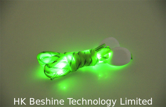 Eco - friendly Nylon LED Light Shoelaces In Purple , Green / Light Up Shoe Strings