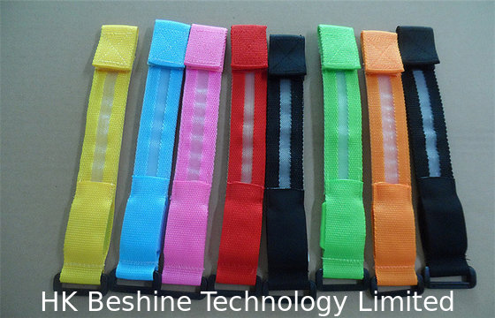 Nylon Pink LED Flashing Bracelet ,  Men LED Running Bracelet For Outdoor Sport