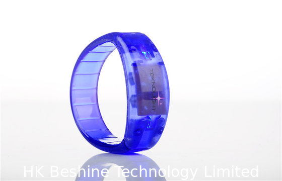 Promotion Gift , Blue PVC Sound Sensor LED Flashing Bracelet / LED Light Wristband