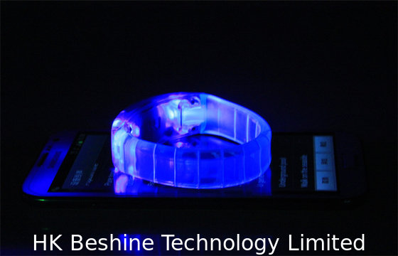 Promotion Gift , Blue PVC Sound Sensor LED Flashing Bracelet / LED Light Wristband