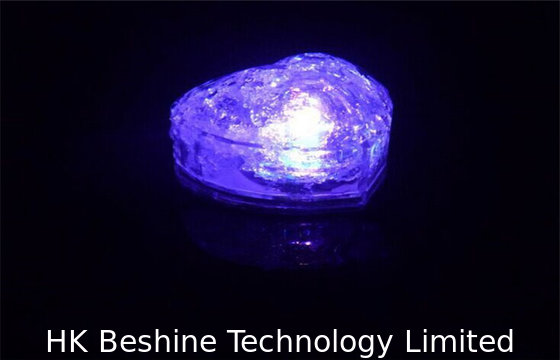 Heart Shaped Liquid Activated Poly-chrome LED Blinking Ice Cube For Wedding