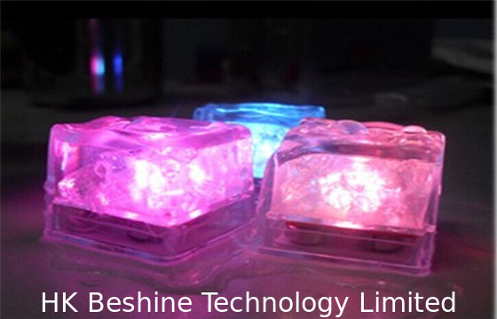PS Plastic Glowing LED Ice Cube With On Off Button For Bar / Night Club Ornaments