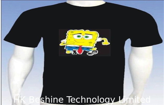 DJ Dance Electroluminescent Products Black T-Shirt With EL Equalizer Panel Lighting