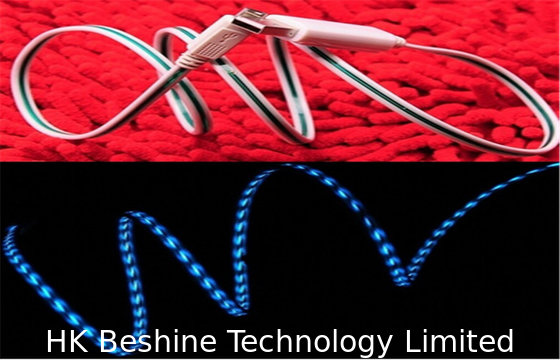 Fashion Electroluminescent Products EL Light Up Micro Usb Cable , 80 - 90cm Length