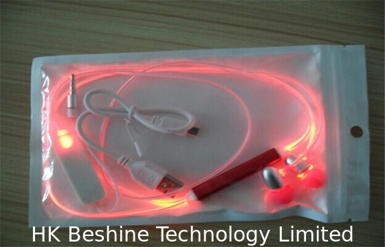 3.5mm Stereo Flashing Light LED Visible Earphone With Microphone / Mic