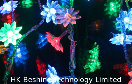 Custom Colorful Outside 100 LED Flower String Lights  / LED Holiday Light