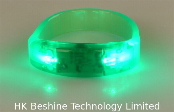 Green PS PVC LED Flashing Bracelet With Button Switch Control