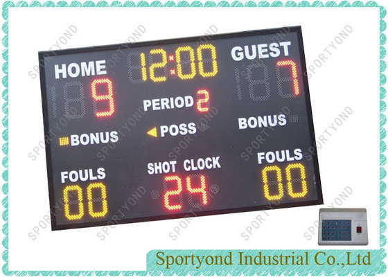 Red Yellow Electronic College Basketball Scoreboard With Wireless RF Console