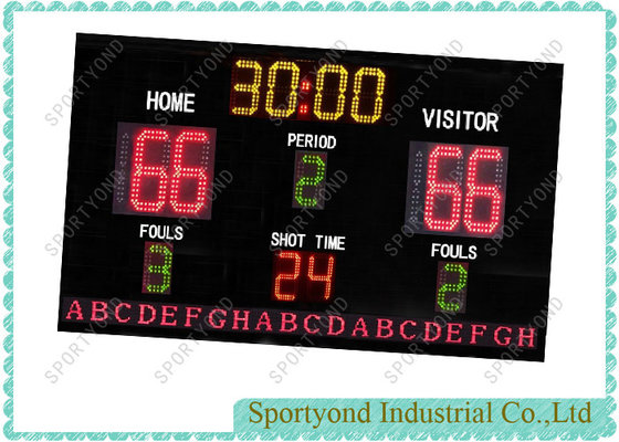 Remote Electronic Basketball Scoreboard , Led Scrolling Message For Sponsor Advertising