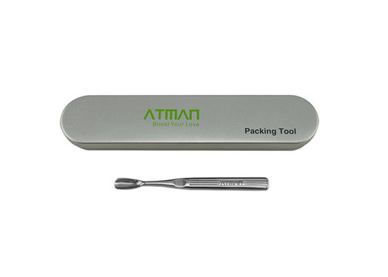 Silver Color Atman Stainless Steel Spoon Tools / Silicone Tip Smoking Dabber Sticks