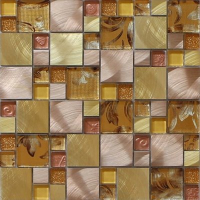300x300mm glass mosaic tile sheets,aluminum mosaic wall tile,golden color supplier