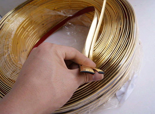 Beautiful Decoratived Golden PVC Extrusion Profiles For Furniture / Car